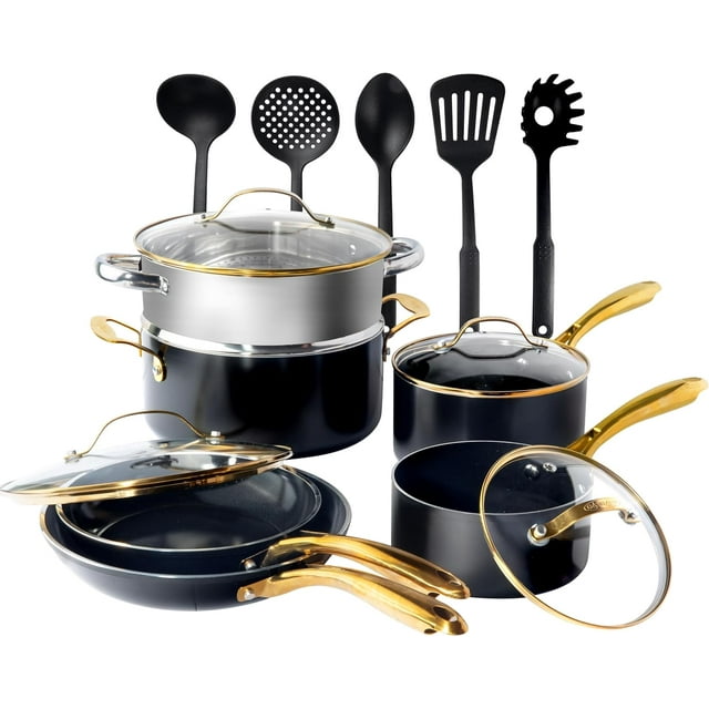 Gotham Steel 15 Pc Ceramic Pots and Pans Set Non Stick, Kitchen ...