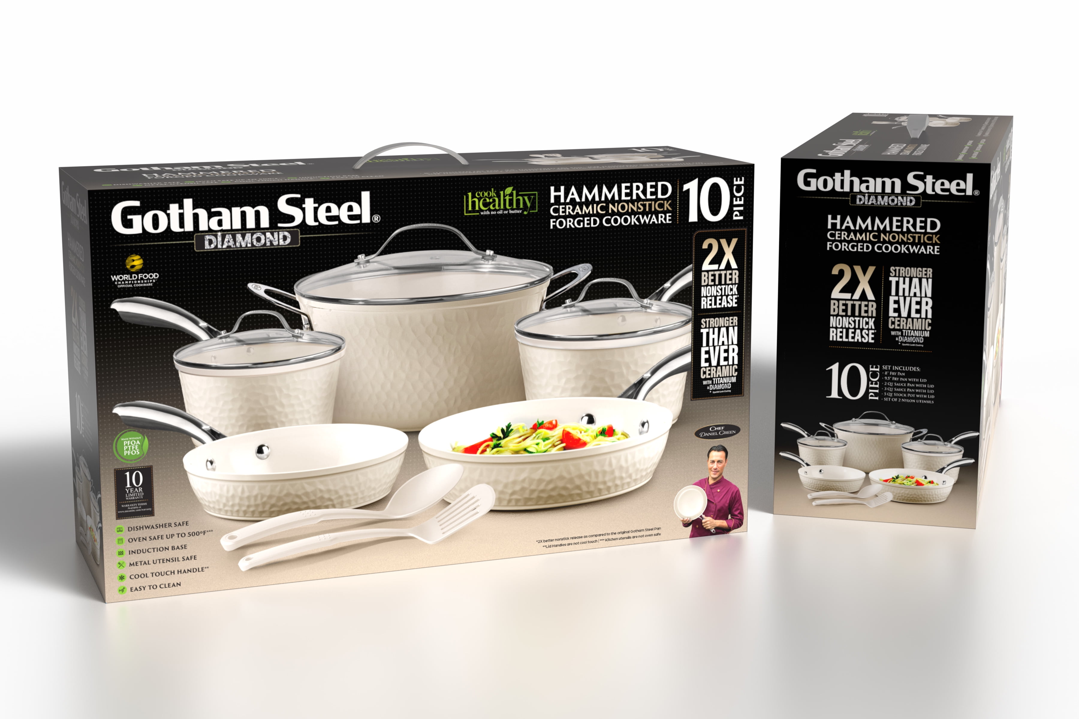 Gotham Steel Diamond Hammered Nonstick Pots and Pans 10 Piece Ceramic ...