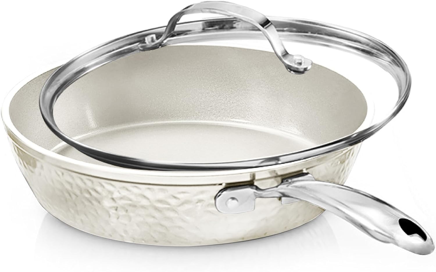 Gotham Steel Hammered Nonstick Frying Pan 10" inch Skillet With Glass ...