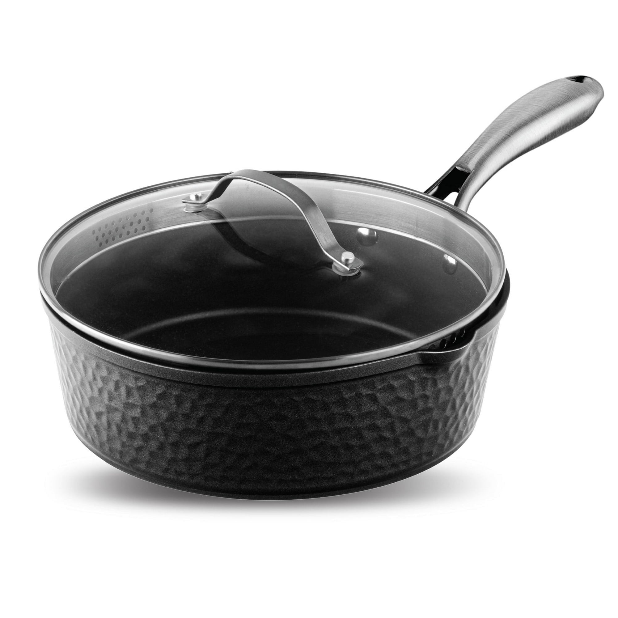 Gotham Steel Hammered 11 Inch Non Stick Frying Pans with Lid, 4 Qt ...