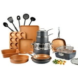 Gotham Steel Kitchen-in-a-box 25 Piece Cookware set, Non-stick Pots ...