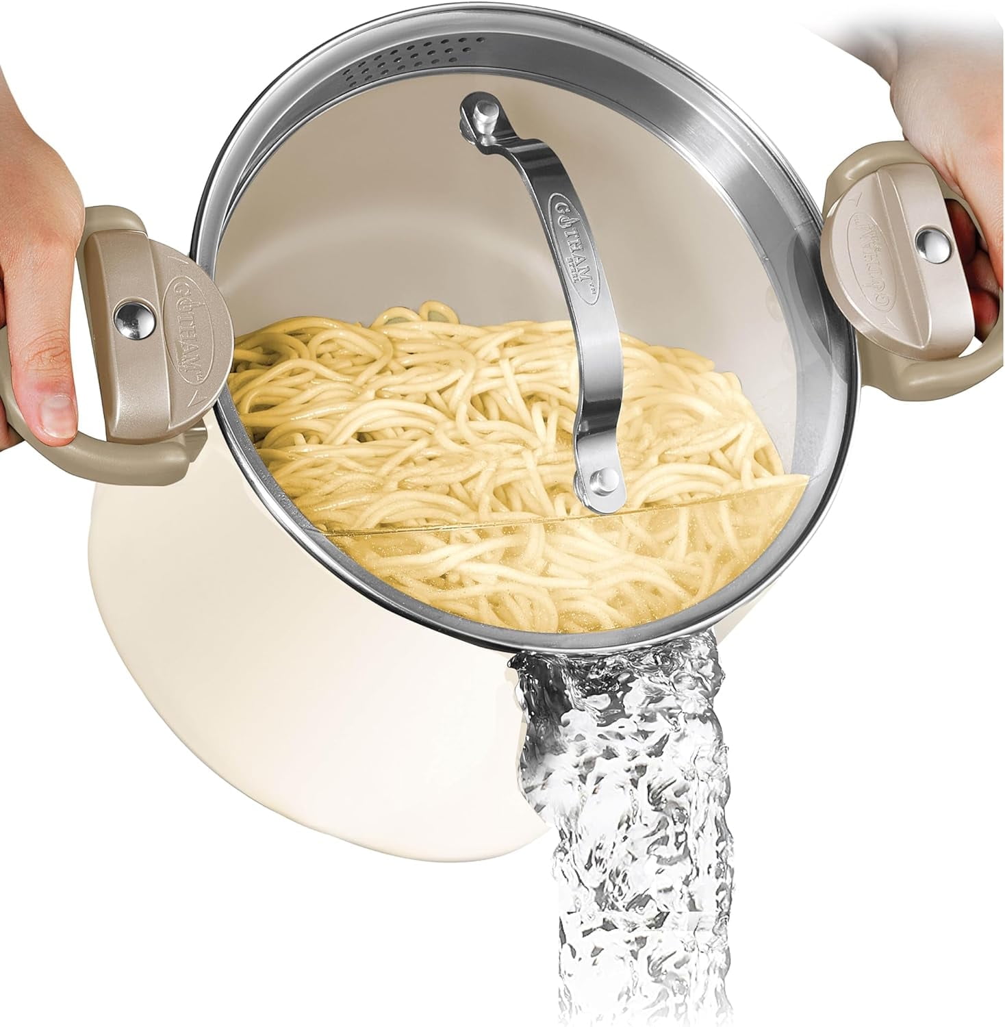 Gotham Steel 8 Quart NonStick Large Soup Stock Pot with Strainer Lid ...