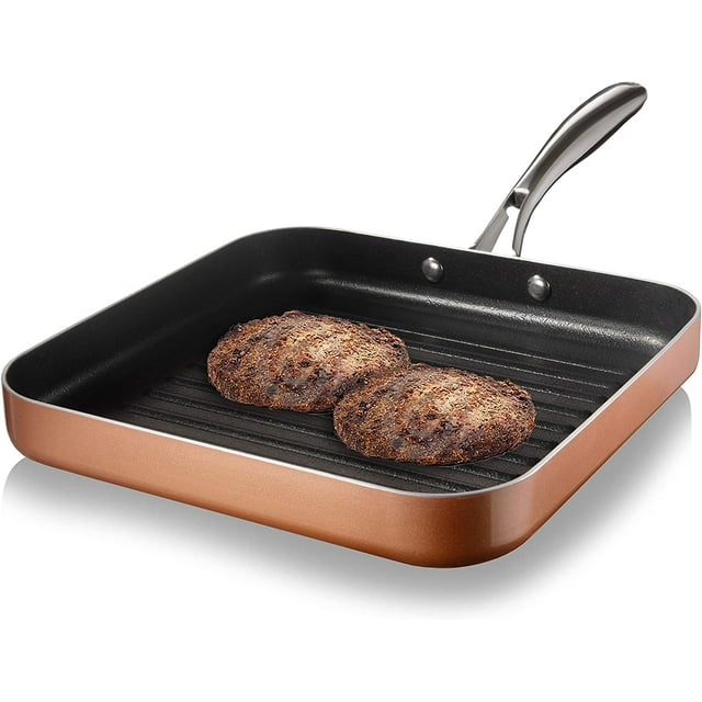 Gotham Steel Copper Cast Nonstick Deep Square Grill Pan, 10.5 inch ...