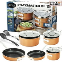 Gotham Steel 10Pcs Stackmaster Nonstick Cookware Set, Stackable Pots and Pans for Induction ...