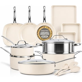 Gotham Steel, Pots and Pans Set, 12Pc Nonstick Ceramic, Cream - Walmart.com