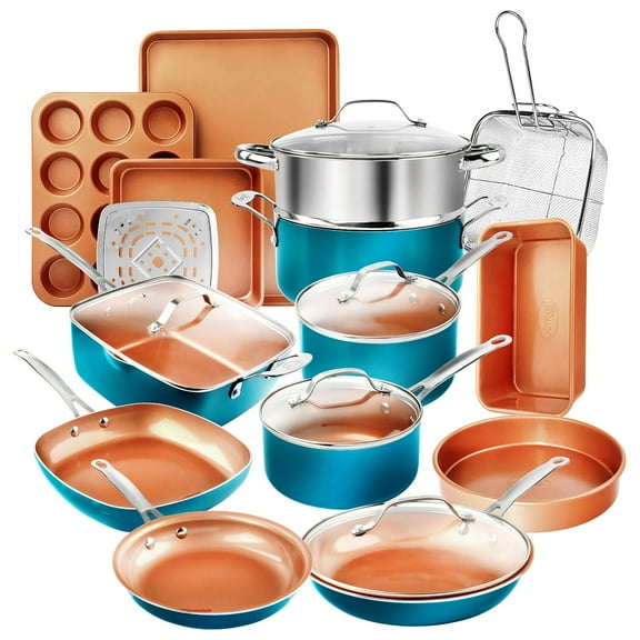 20 Pc Pots and Pans Set Nonstick Cookware + Bakeware Set, Complete ...