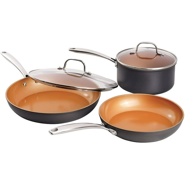 Gotham Steel Pro 5 Piece Pots & Pans Set Hard Anodized Cookware Set ...