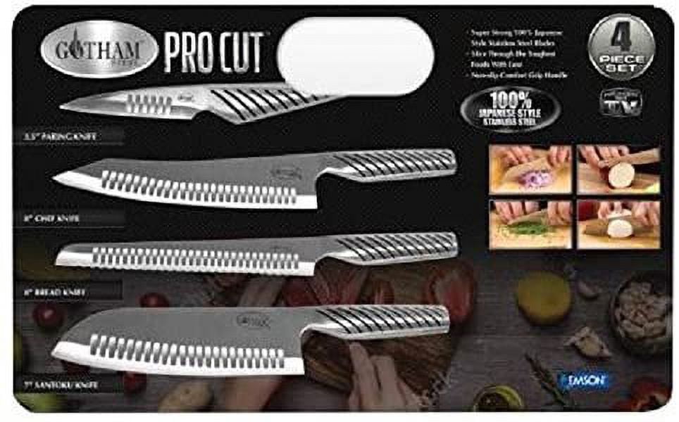 Gotham Steel Pro Cut Japanese Style Stainless Steel Knife Set - 4 Pack ...