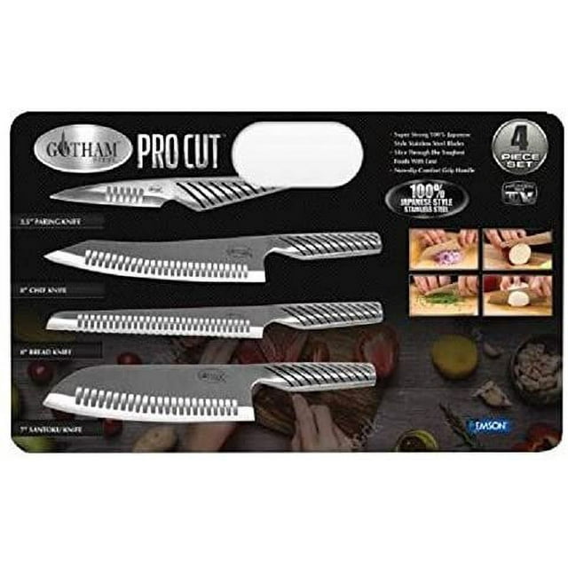 Gotham Steel Pro Cut Japanese Style Stainless Steel Knife Set - 4 Pack ...