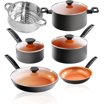 SereneLife 11 Piece Pots and Pans Non Stick Kitchenware Cookware Set ...