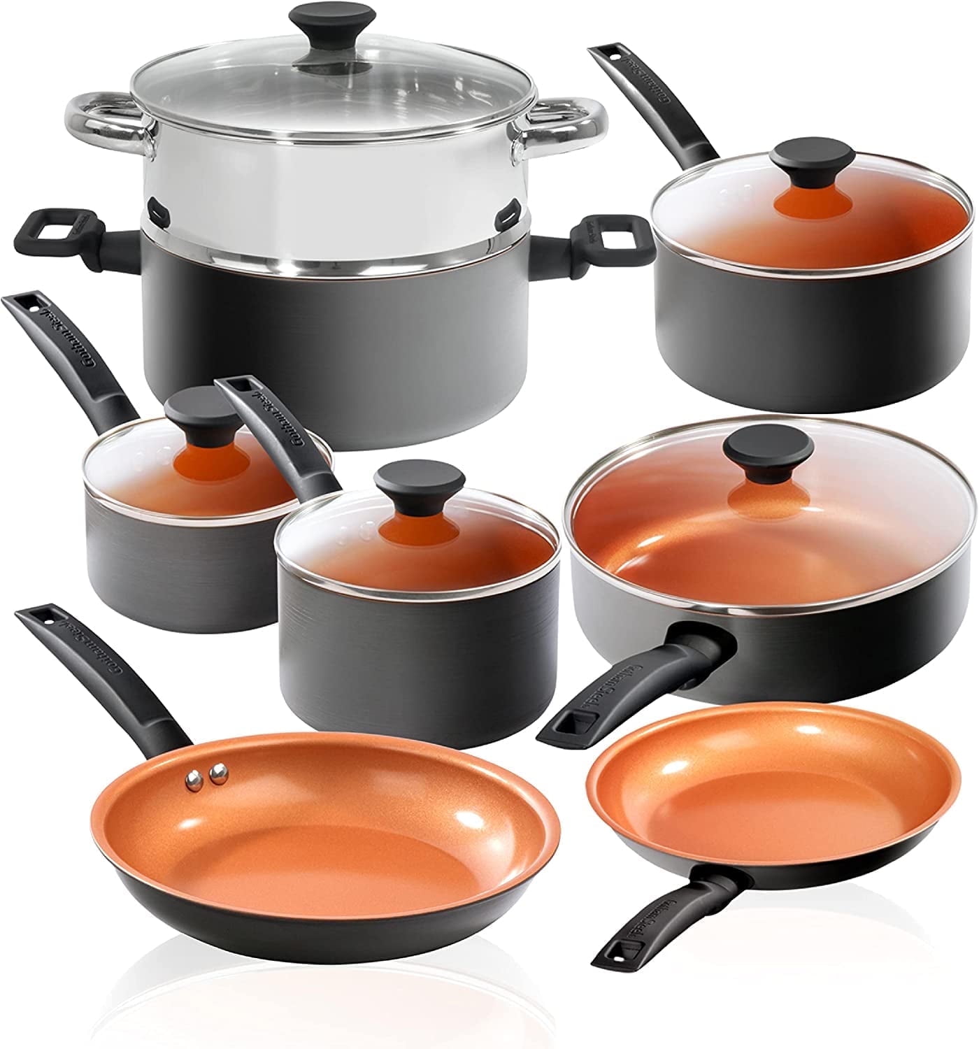 Gotham Steel Pro Premier 13 Pc Nonstick Hard Anodized Kitchen Cookware ...