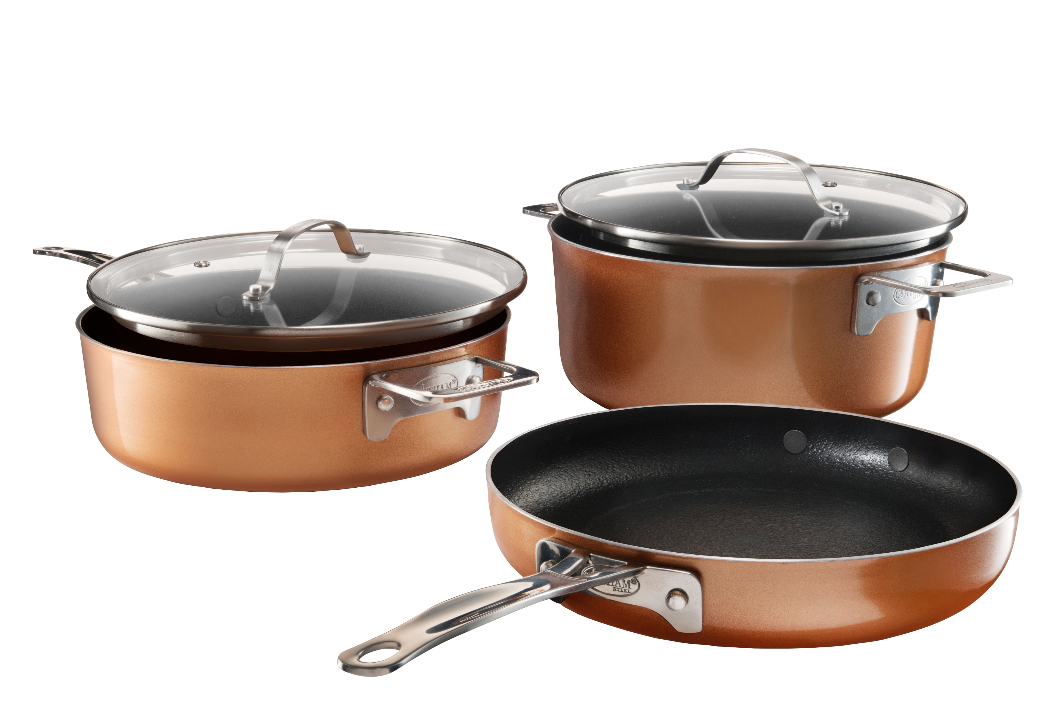 Gotham Steel Stackmaster 5 Piece Stackable Ultra Nonstick Pots and Pans ...