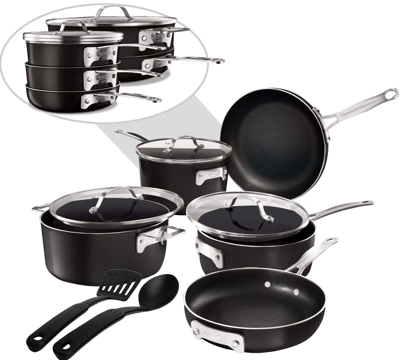 Gotham Steel 10-Piece Stackmaster Cookware Set, Non-Stick, Includes ...