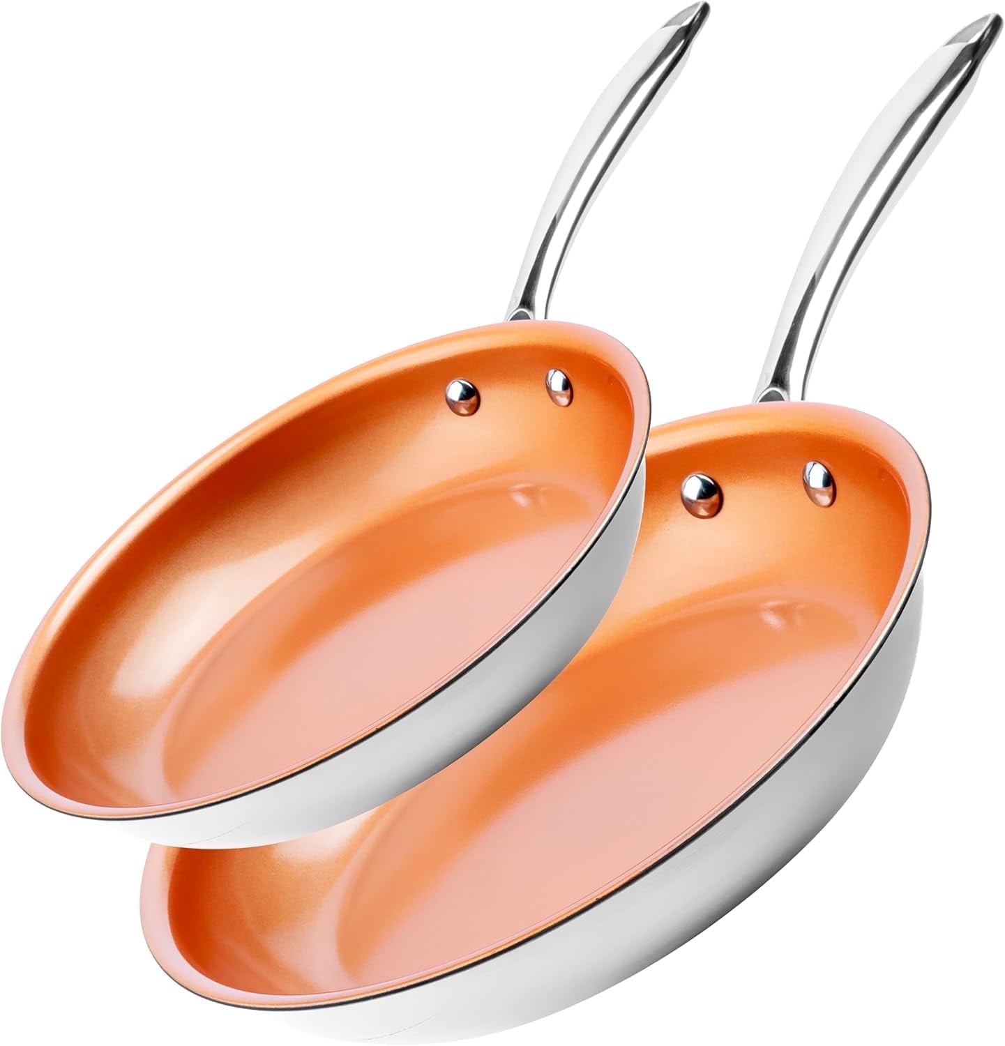 Gotham Steel Stainless Steel Nonstick Frying Pan Set, 10" and 11 ...