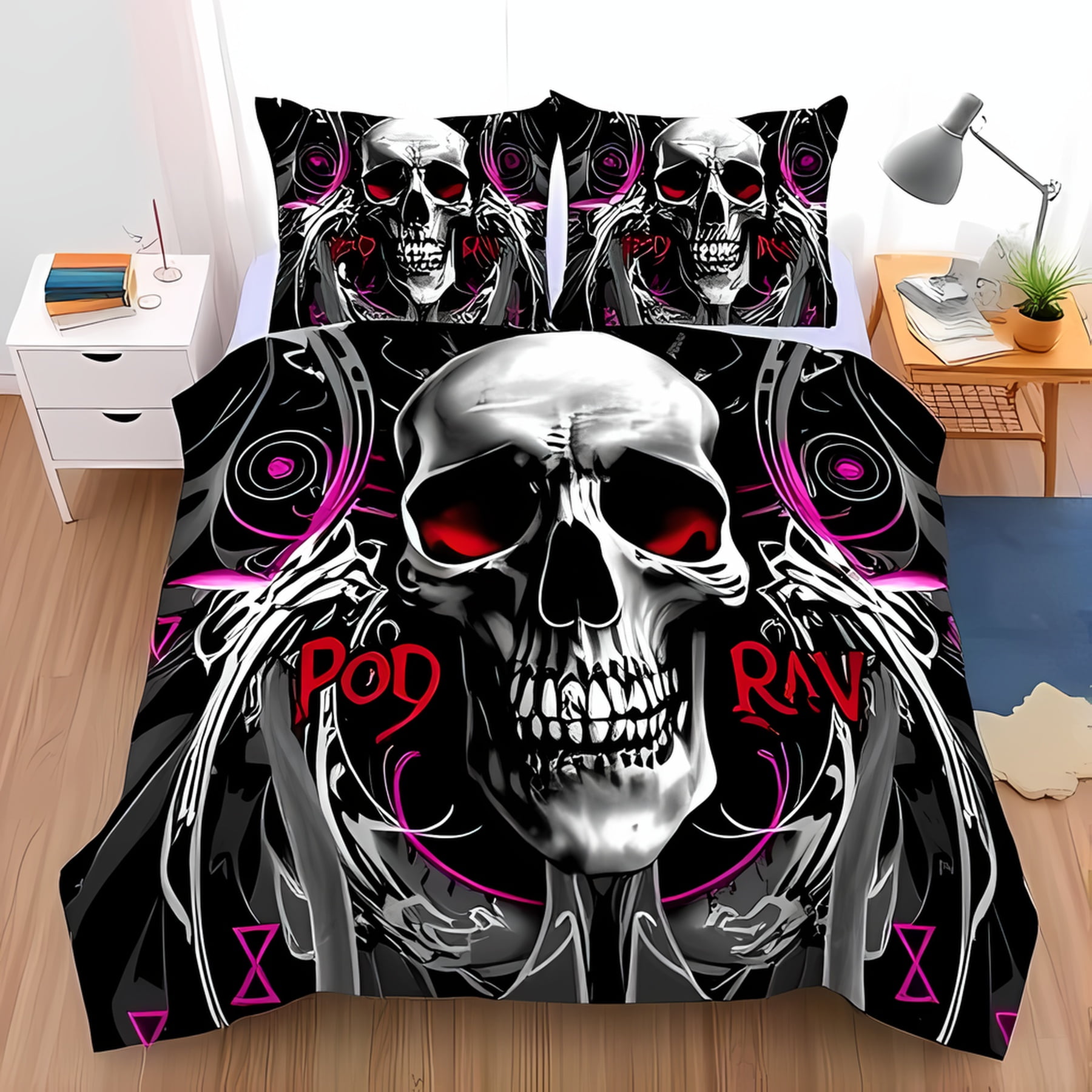 Gothic 3-Piece Duvet Cover and Pillowcase Set - Dark Romantic Bedding ...