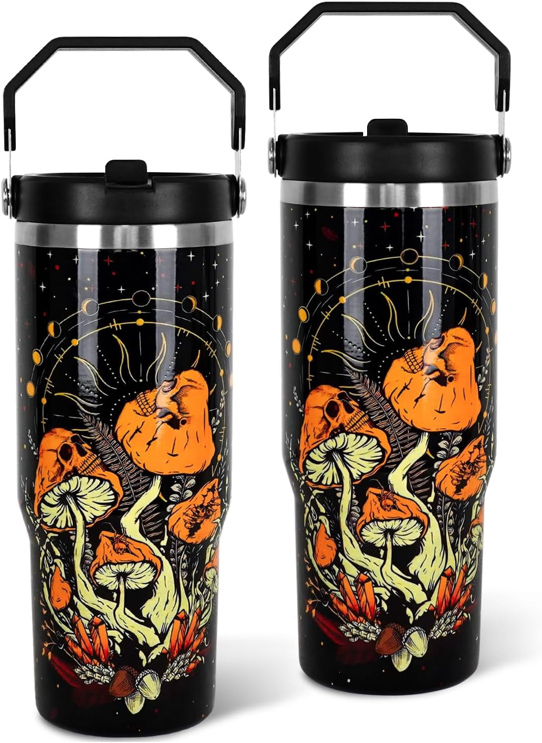 Gothic 30 oz Halloween Tumbler with Top Handle Flip Straw Lid,Leak ...