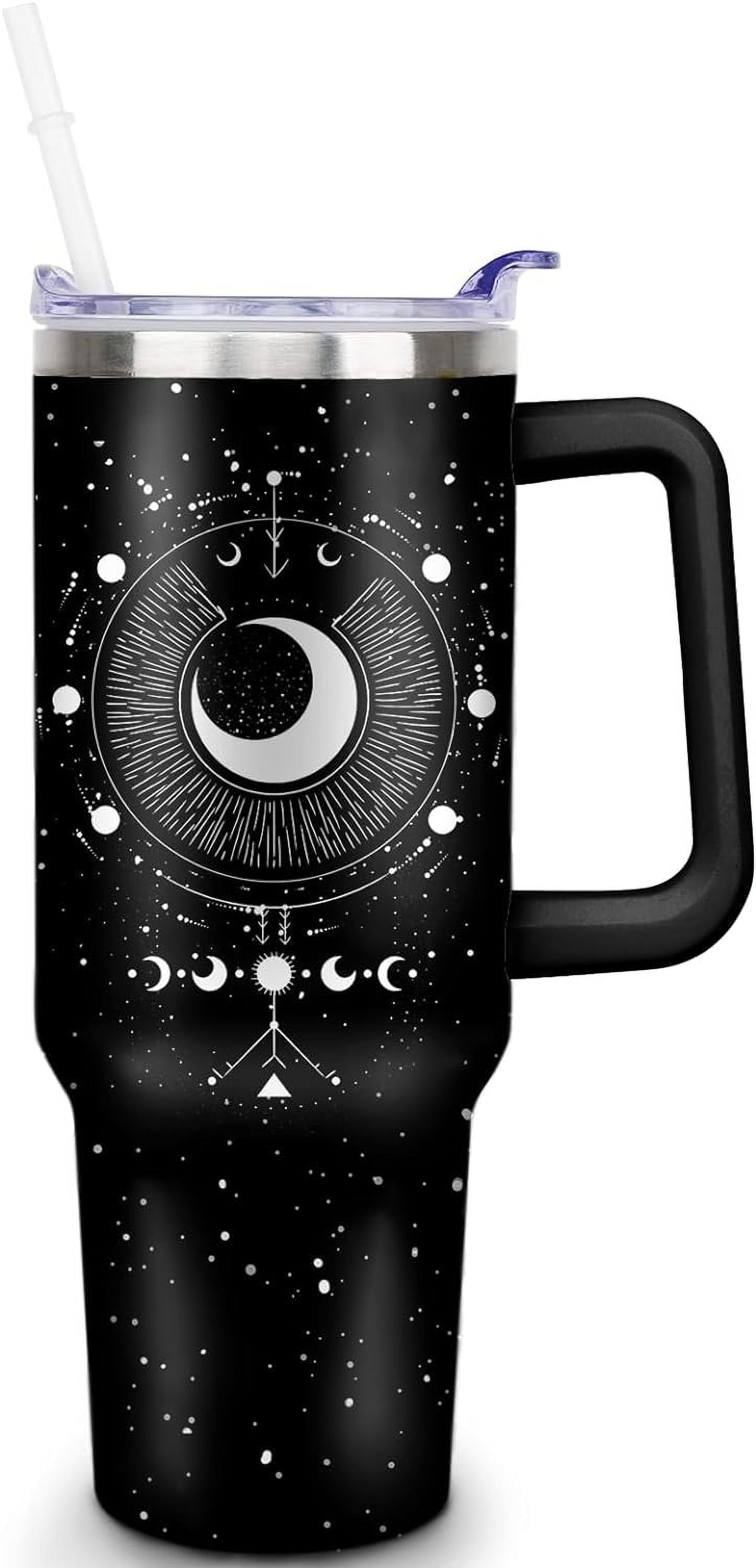 Gothic 40 oz Tumbler with Handle and Straw, Double Wall Vacuum ...