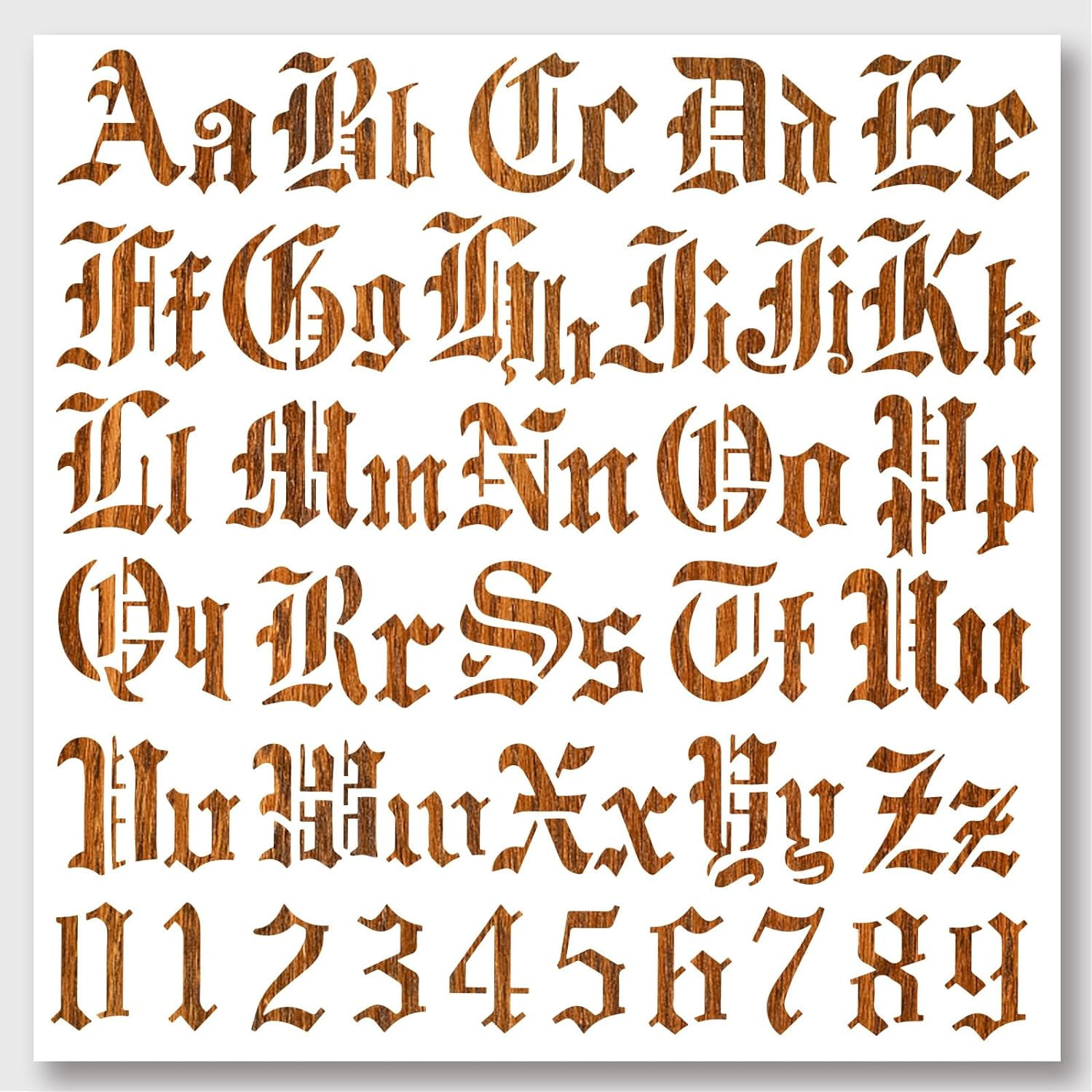 Gothic A to Z Alphabet Numbers Stencil 11.81x11.81" Hollow Out Drawing ...