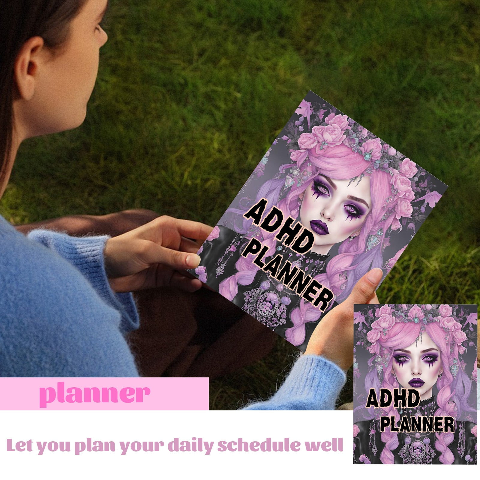 Gothic ADHD Planner, Soft Goth Aesthetic Weekly/Monthly Undated Planner ...