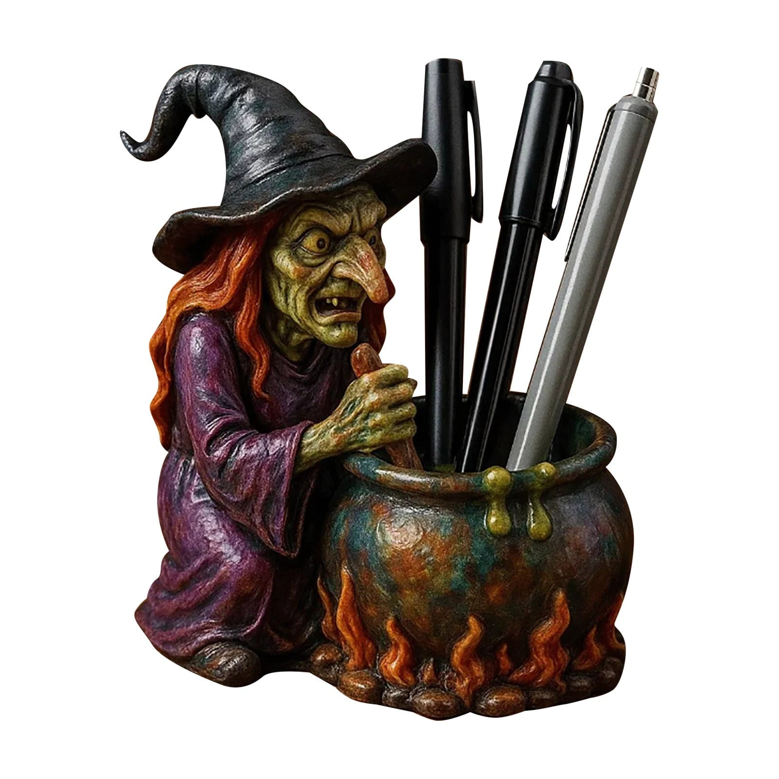 Gothic Accessory Witch Cauldron Pen Holder Halloween Resin Desktop ...