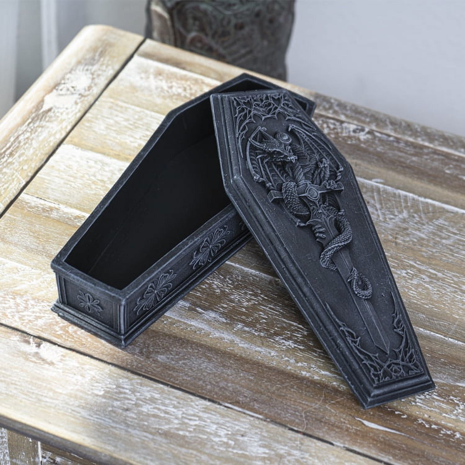 Gothic Alchemy Guardian Dragon Excalibur Sword Coffin Decorative ...