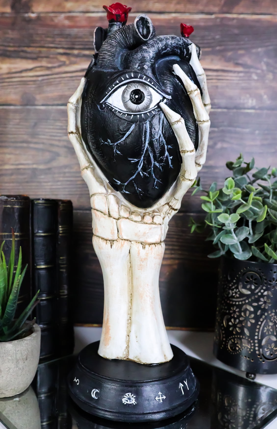 Gothic Alchemy Skeleton Hand Holding Black Anatomy Heart With Eye ...