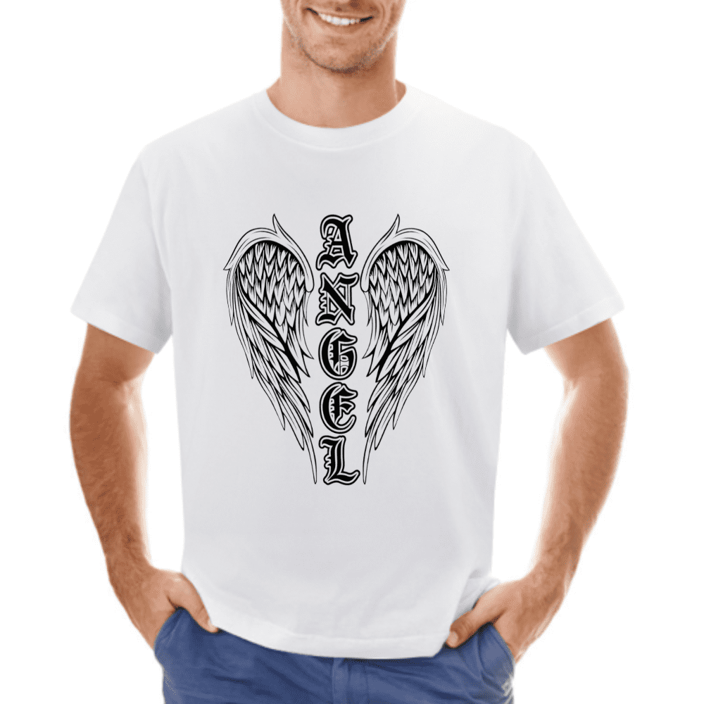 Gothic Angel Men's T-Shirt Black Dark Fantasy Wings Graphic Tee ...