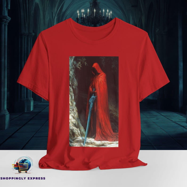 Gothic Angel of Death Shirt – Red Cloaked Reaper Dark Fantasy Grim ...