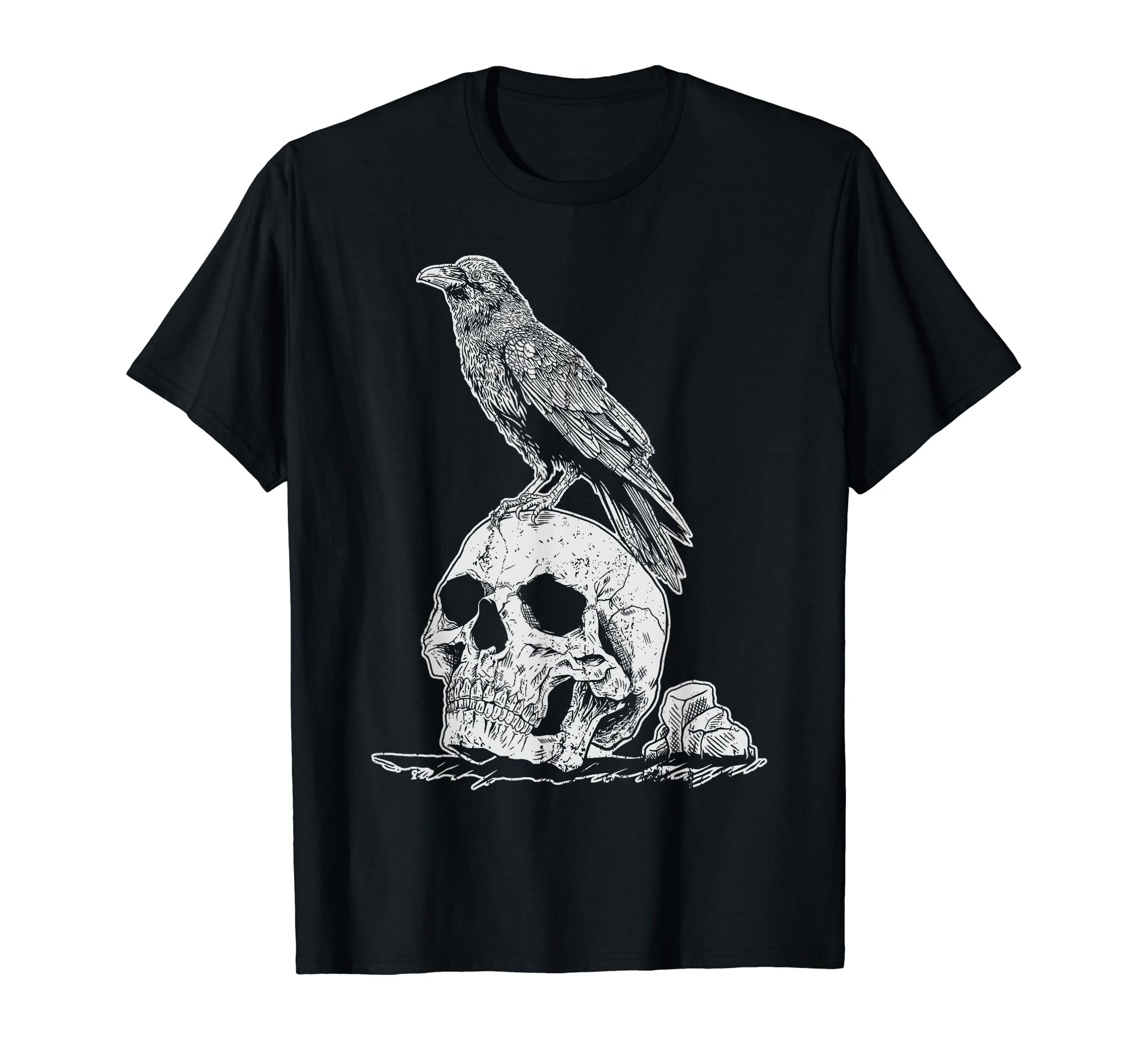 Gothic Animal Raven Creepy Bird Skull Spooky Viking Crow T-Shirt ...
