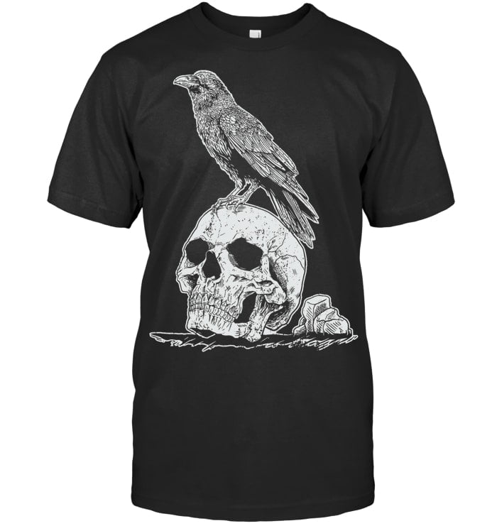 Gothic Animal Raven Creepy Bird Skull Spooky Viking Crow Viking T Shirt ...