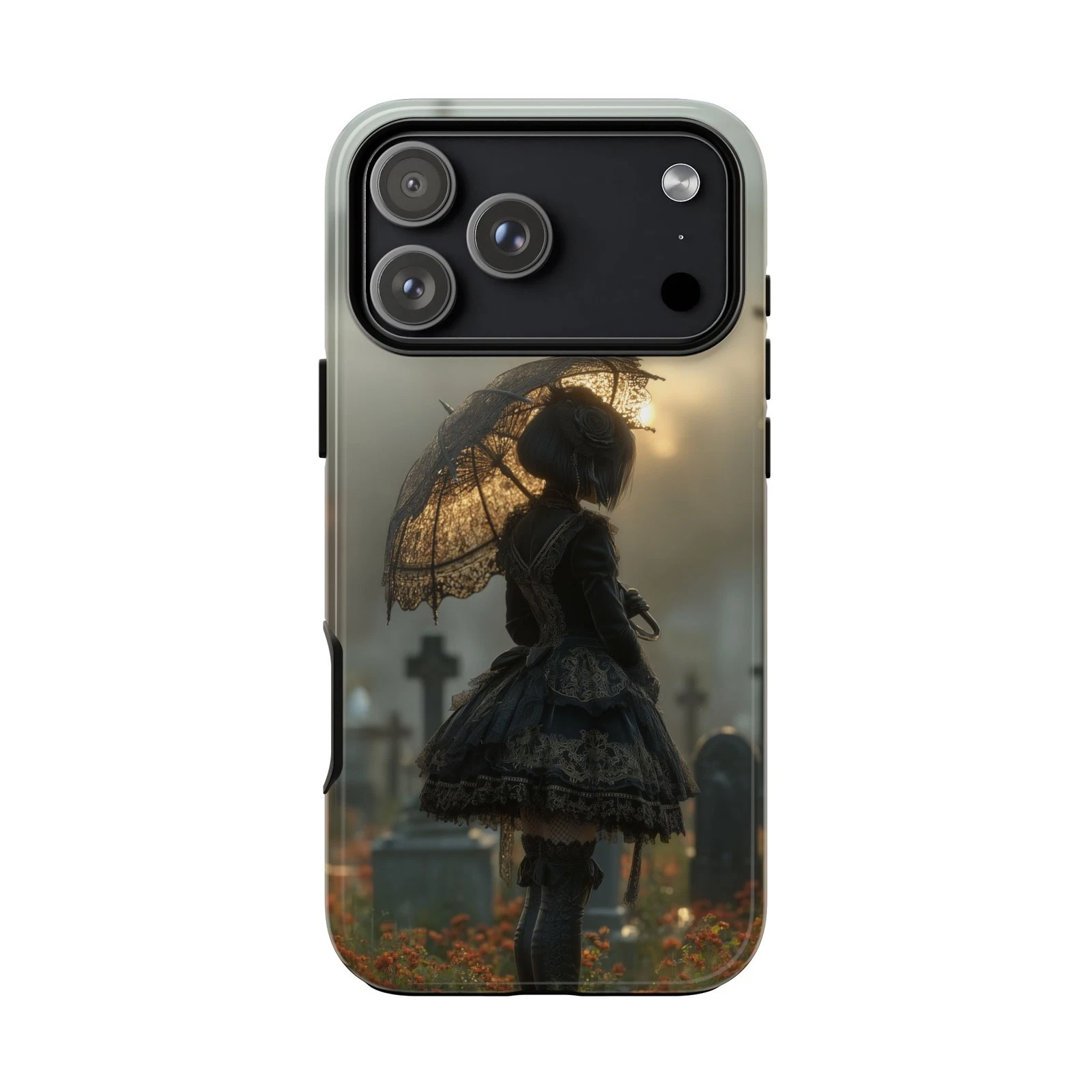 Gothic Anime Girl Graveyard Phone Case for iPhone 17 through 11 Pro Max ...