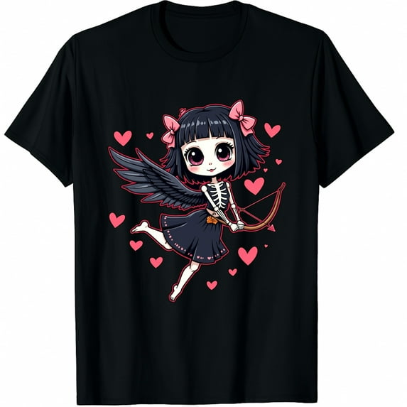 Gothic Anime Skeleton Cupid Dark Valentine Kawaii Graphic Crew Neck ...
