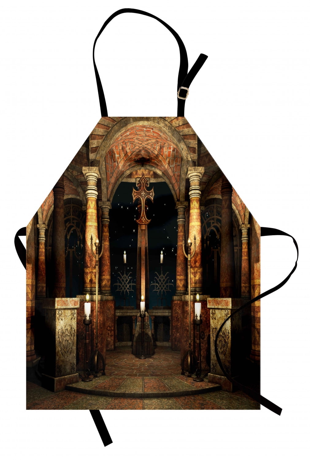 Gothic Apron, Dark Mystic Hall with Pillars and Dome Shrine Building ...