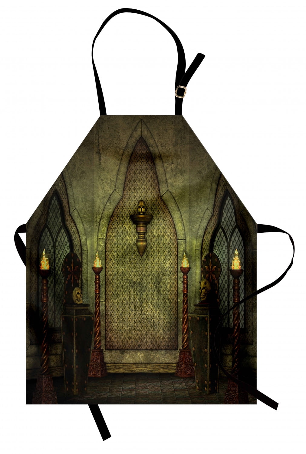 Gothic Apron Fantasy Scene with Old Fashioned Wooden Torch and Skull ...