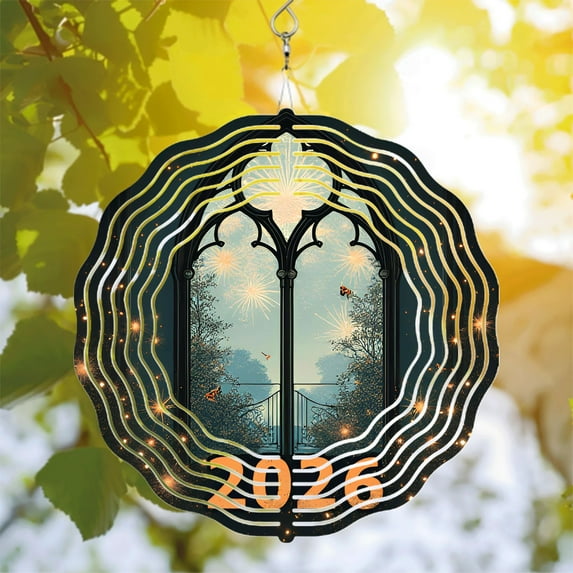 Gothic Archway Metal Wind Spinner with Concentric Waves & Fireworks ...