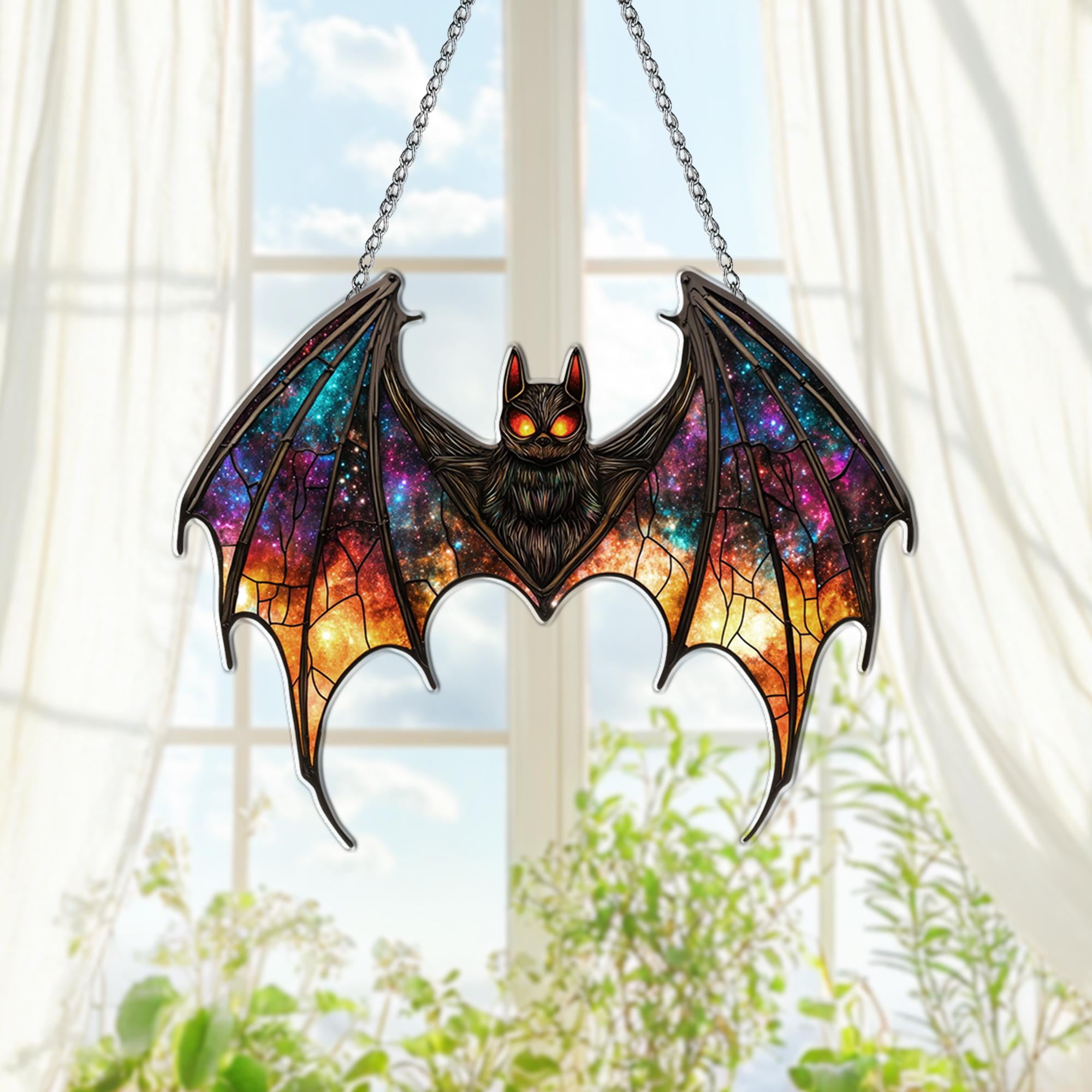 Gothic Bat Acrylic Suncatcher Halloween Bat Window Hanging Spooky Home ...