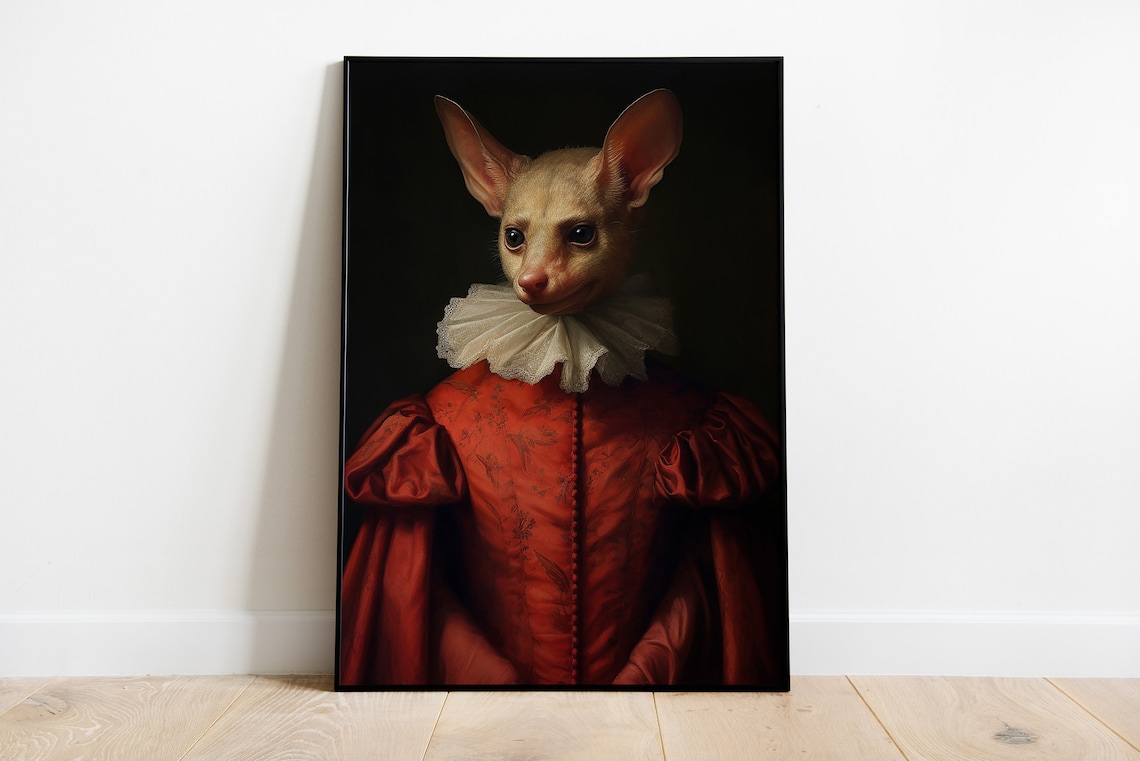 Gothic Bat Print, Bat Portrait Poster, Victorian Vampire Oil Painting ...