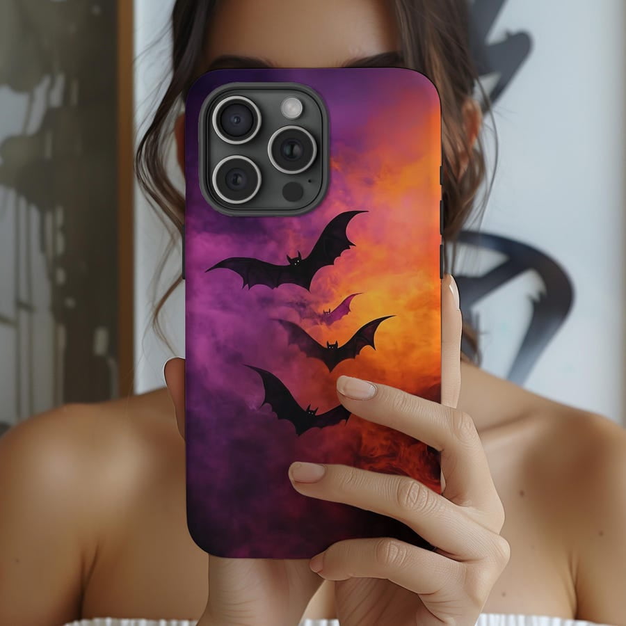 Gothic Bat Themed Haunted Autumn Halloween Phone Case 11 12 13 14 15 16 ...