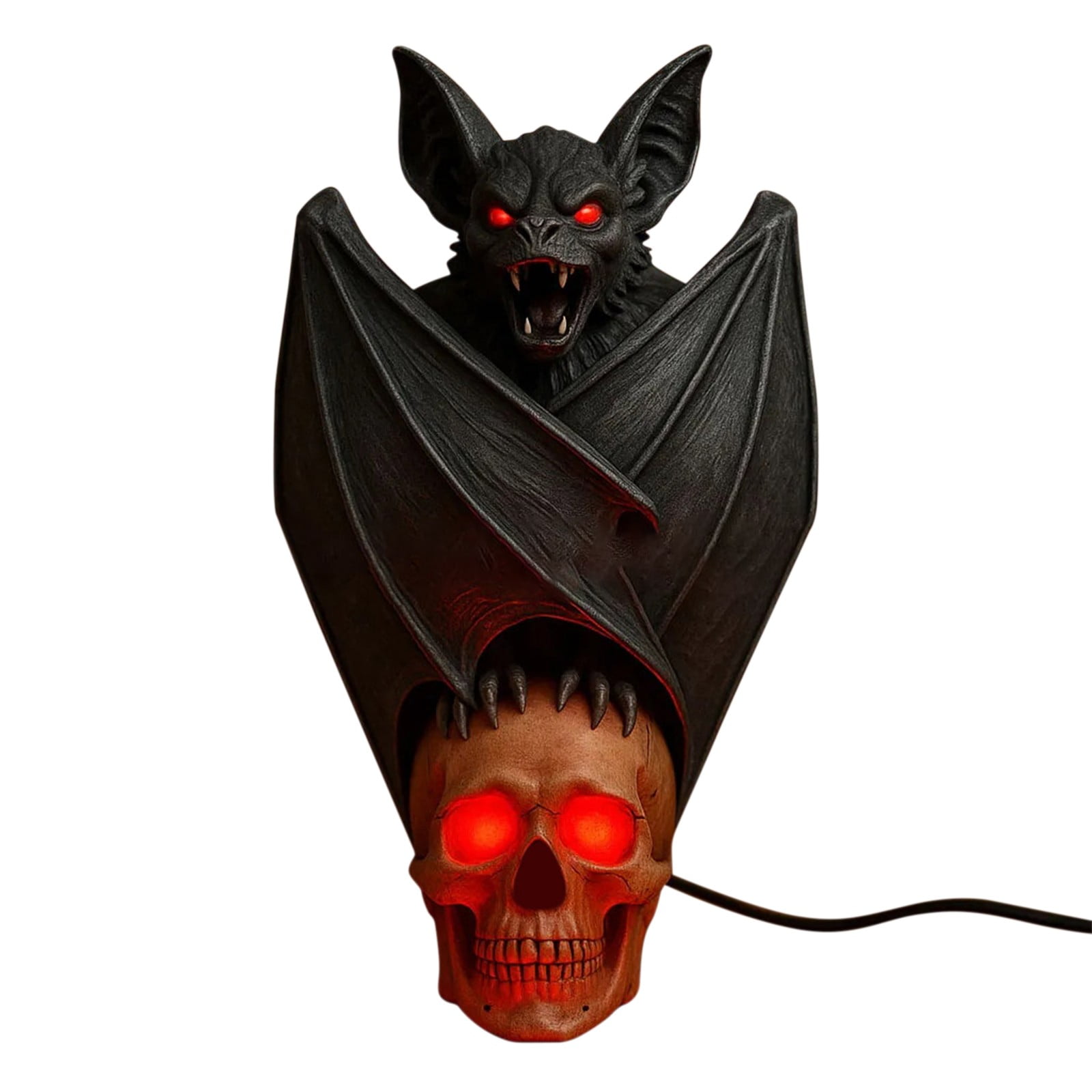 Gothic Bat Wall Lamp With LED Light Adorable Resin Sculpture Scary ...