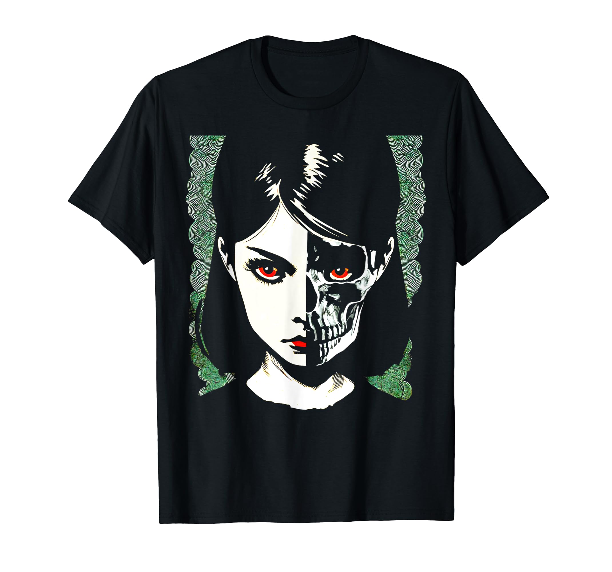 Gothic Beauty Half Face Half Skull Punk Grunge Goth Girl T-Shirt ...