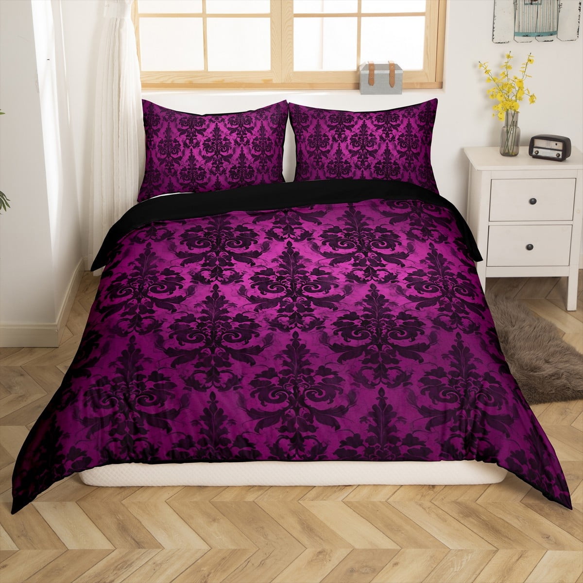 Gothic Bedding Sets Adults Black Damask Duvet Cover Set,Victorian ...
