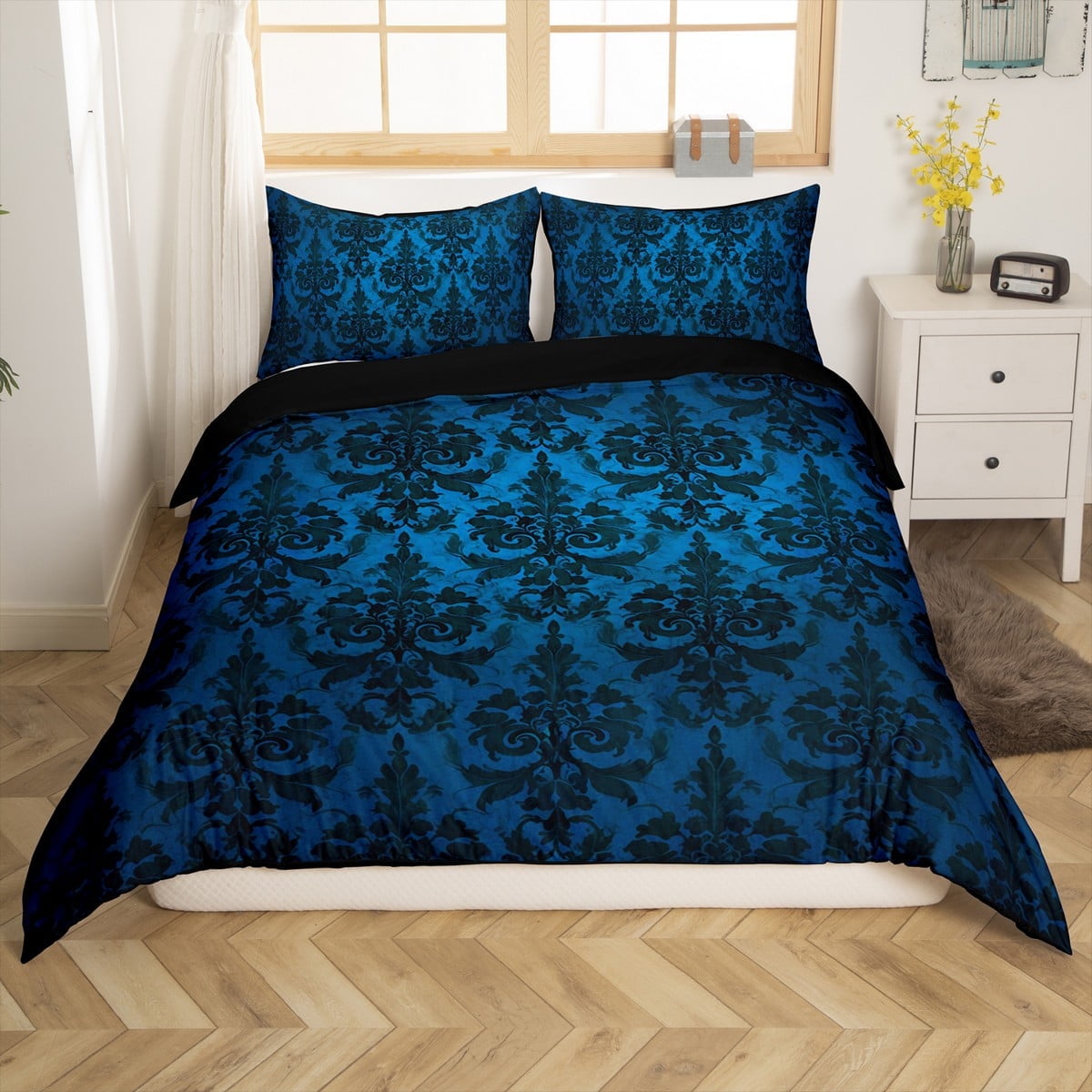 Gothic Bedding Sets Adults Black Damask Duvet Cover Set,Victorian ...