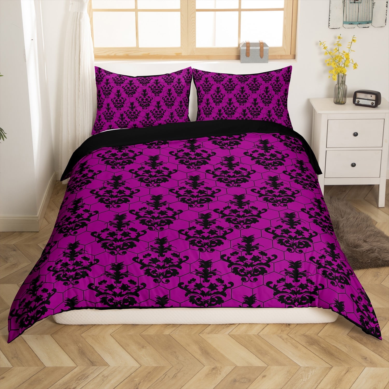 Gothic Bedding Sets Adults Black Damask Duvet Cover Set,Victorian ...