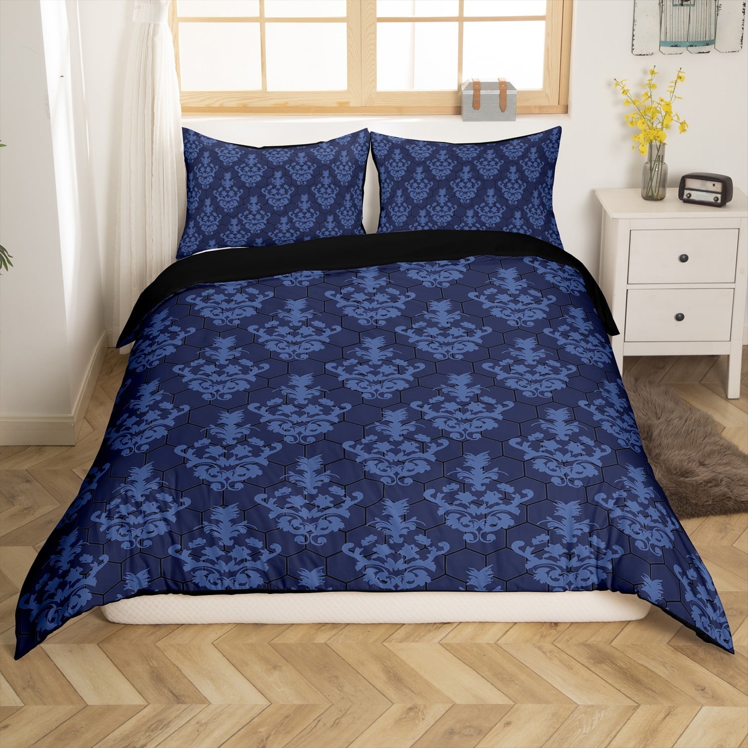 Gothic Bedding Sets Adults Black Damask Duvet Cover Set,Victorian ...