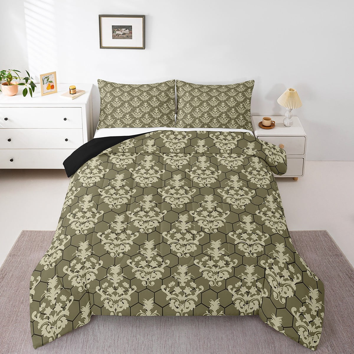 Gothic Bedding Sets Victorian Comforter Set,Black Damask Comforter Set ...