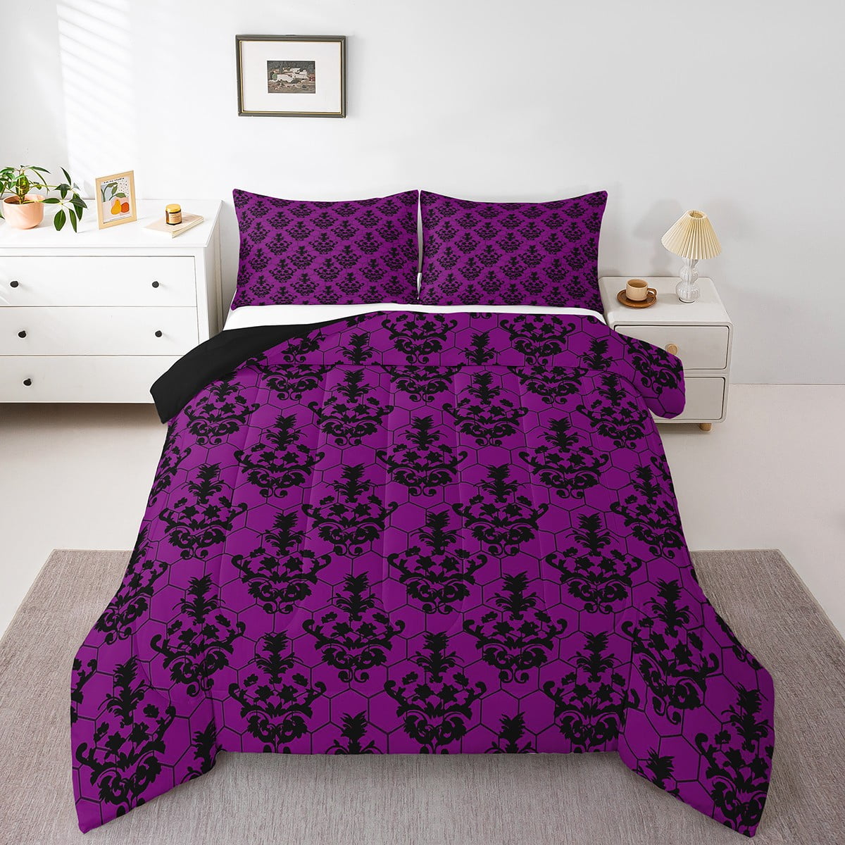 Gothic Bedding Sets Victorian Comforter Set,Black Damask Comforter Set ...