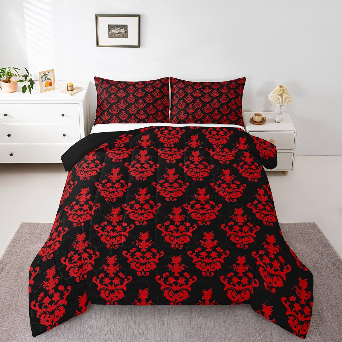 Gothic Bedding Sets Victorian Comforter Set,Black Damask Comforter Set ...