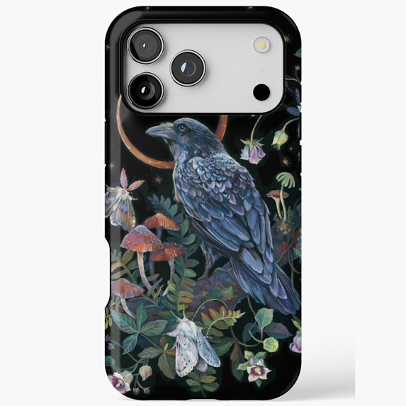 Gothic Bird Crow Night Art Cover for iPhone 11 12 13 14 15 16 17 Pro ...