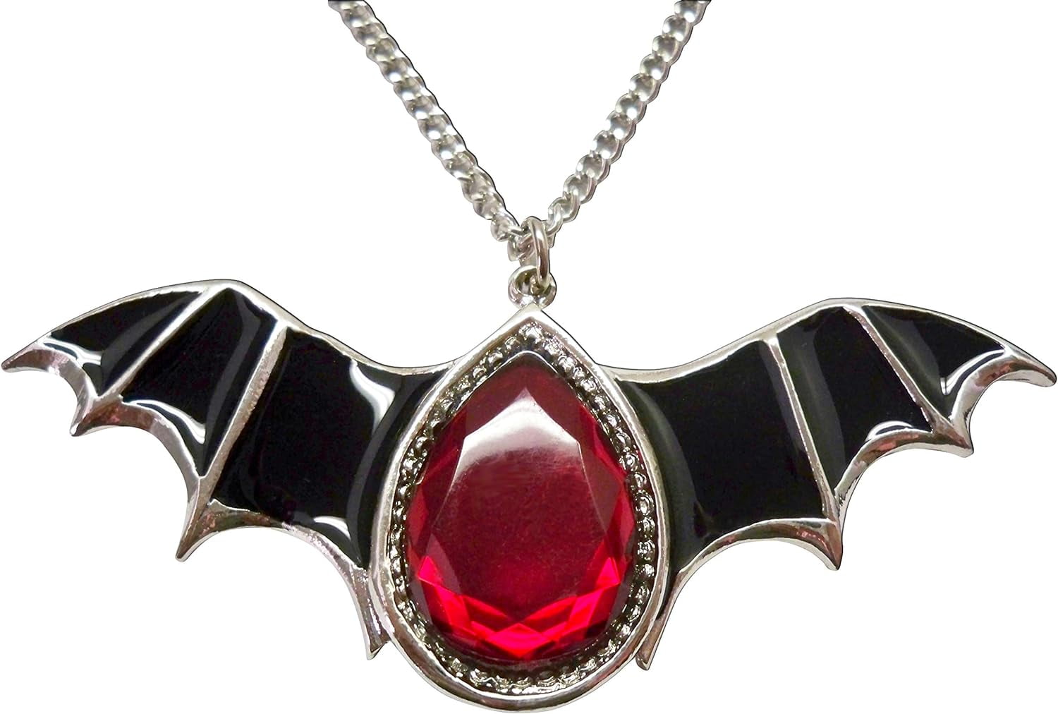Gothic Black Bat Wings and Blood Red Stone Pewter Pendant Necklace[f899 ...