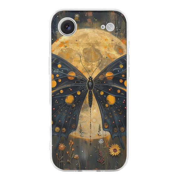 Gothic Black Butterfly Psychedelic Moon Transparent TPU Case for iPhone ...